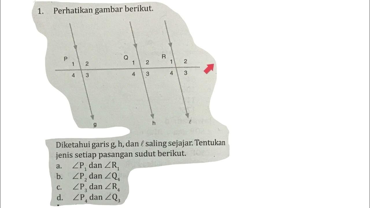perhatikan gambar berikut,diketahui garis g,h,dan l saling sejajar,tentukan jenis setiap ...