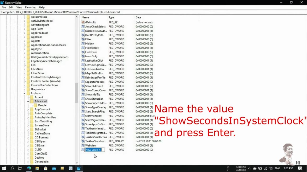 How to Make Windows 10’s Taskbar Clock Display Seconds - YouTube