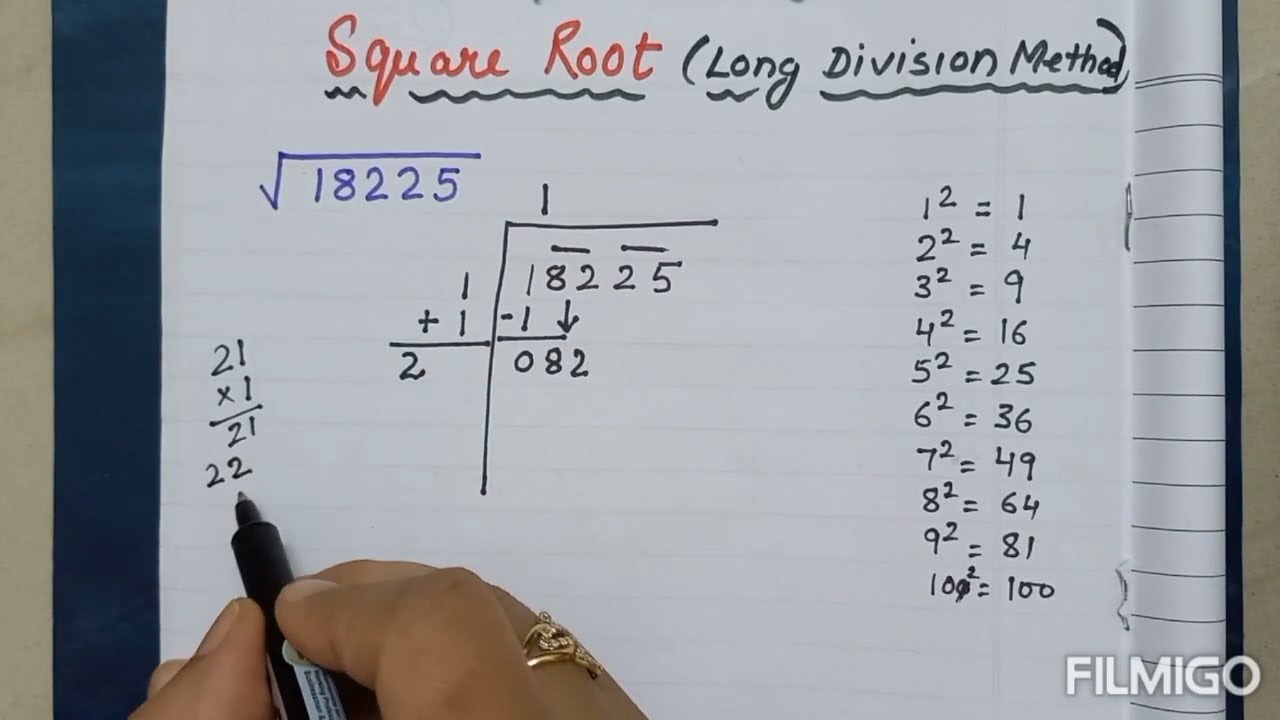 Square Root Of 18225 By Long Division Method Very Easy Method Square Root Of 18225 By Long Division Method Very Easy Method