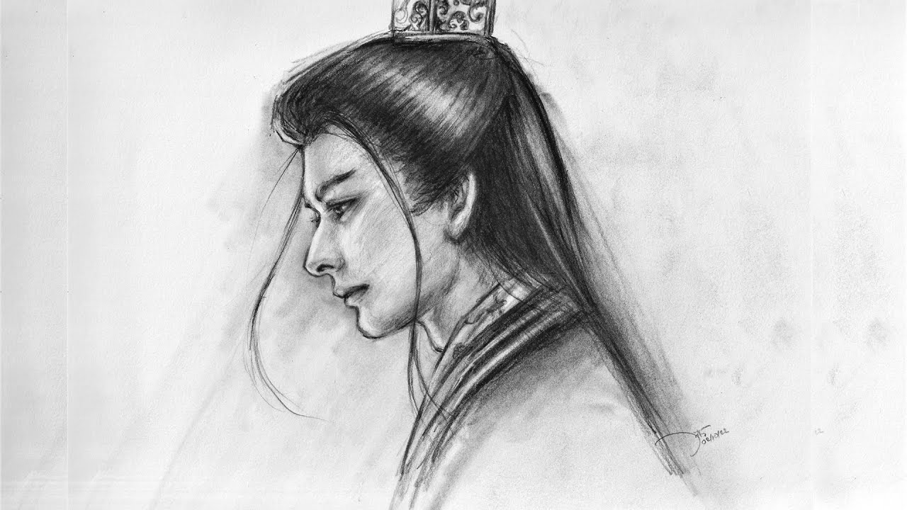 How to Draw with Charcoal | Chinese Man Side Profile Portrait #art # ...
