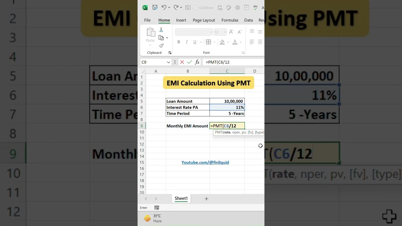 How To Calculate EMI In Excel YouTube How To Calculate EMI In Excel YouTube