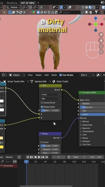 Teeth Cleaning Animation Effect in Blender | #blender3d #artofabhishorts #shorts #tooth #shader ...