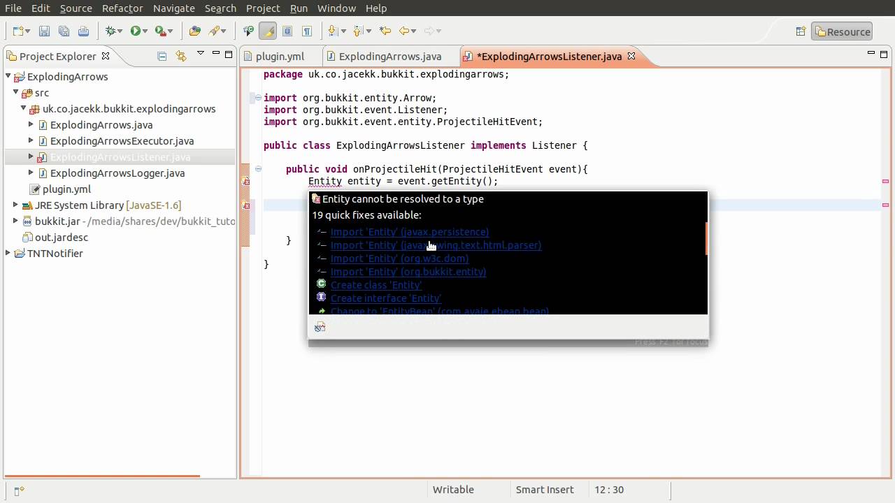 Java Bukkit Plugin Tutorial Command Toggles Exploding Arrows [part