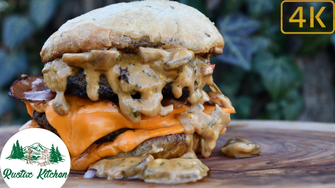 Double Cheese Cheeseburger - 4K Outdoor Cooking! - YouTube