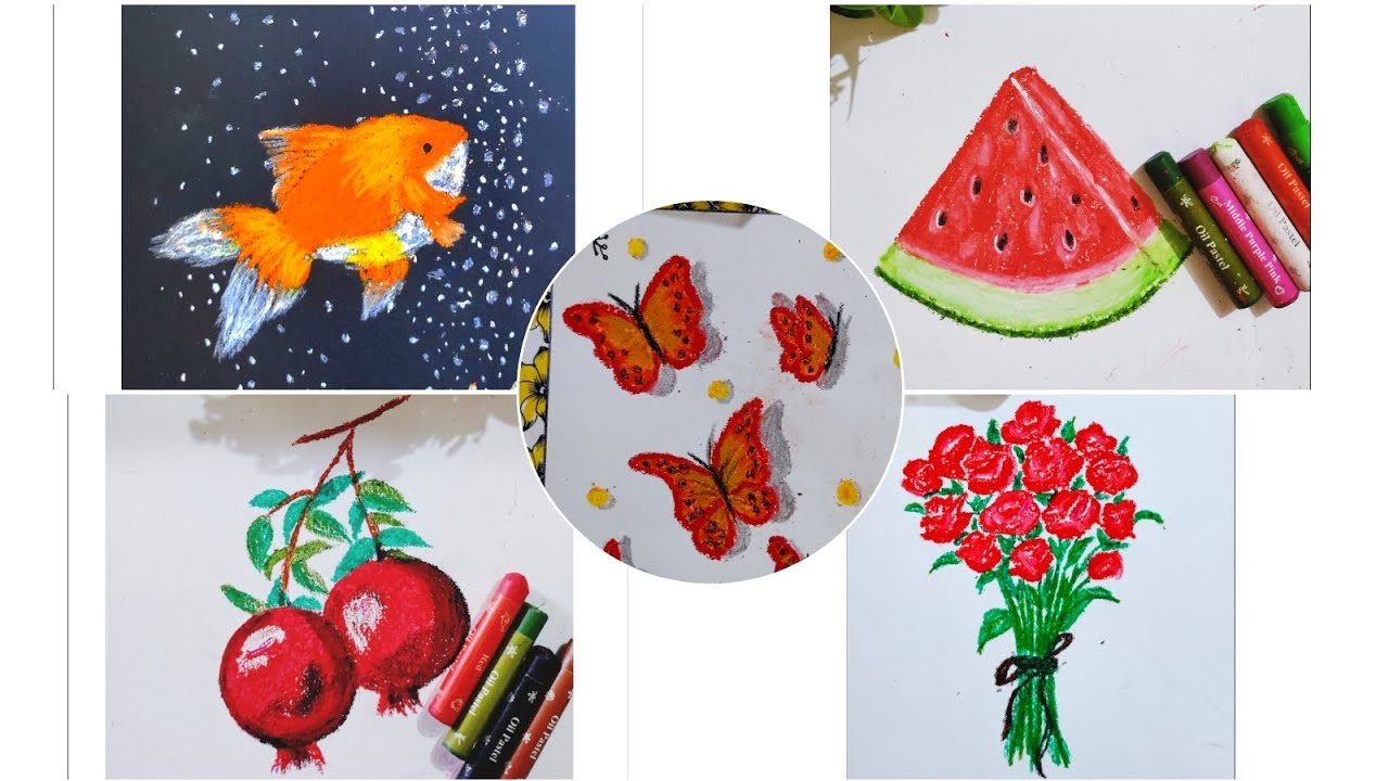 Easy drawings with oil pastels / Oil pastels paintings - YouTube