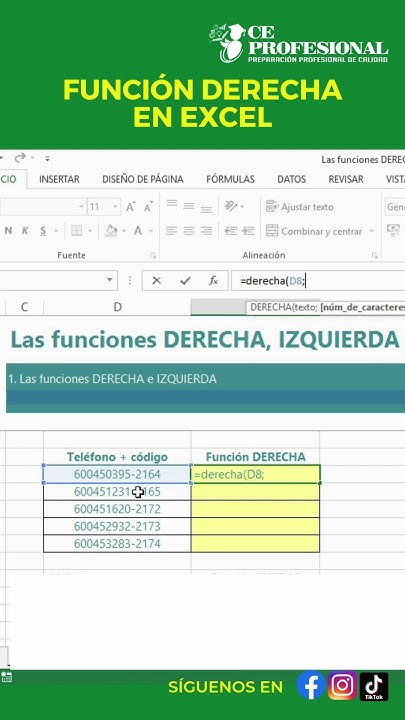 Función derecha en excel#excel #atajos #sabiasque #TrucosExcel #fyp #cursos #atajos #excel - YouTube