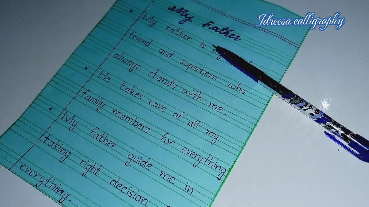 Eassy 3 lines on my father || English handwriting || idreesa ...