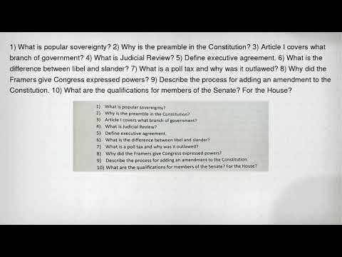 1) What is popular sovereignty? 2) Why is the preamble in the ...