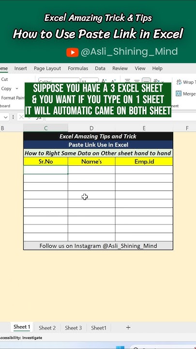 Write Data on 1 Sheet it will automatically came on 3 Sheet🤯💥👨‍💻Paste Link#shorts #excel # ...