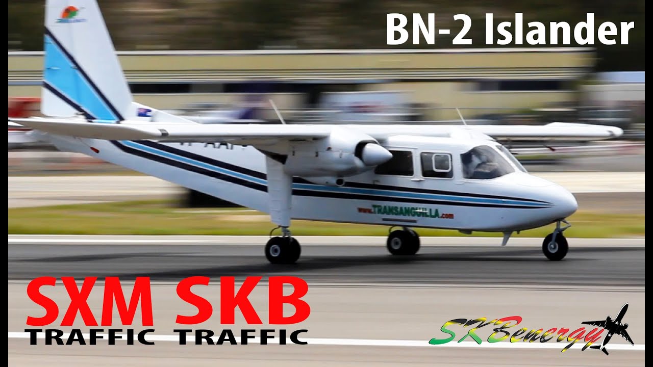 Trans Anguilla Airways Britten Norman Islander departing St. Maarten ...