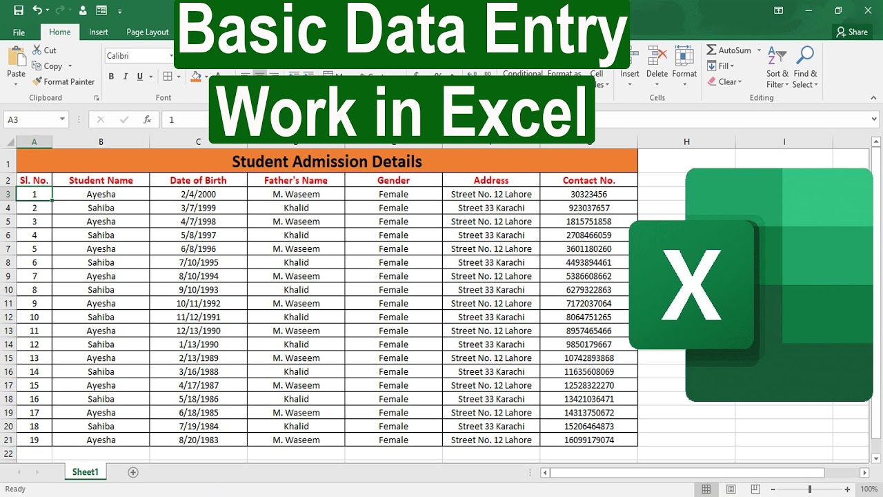 How to do Data Entry work in Excel | एक्सेल में डाटा एंट्री करना सीखे | Data entry kaise kare ...