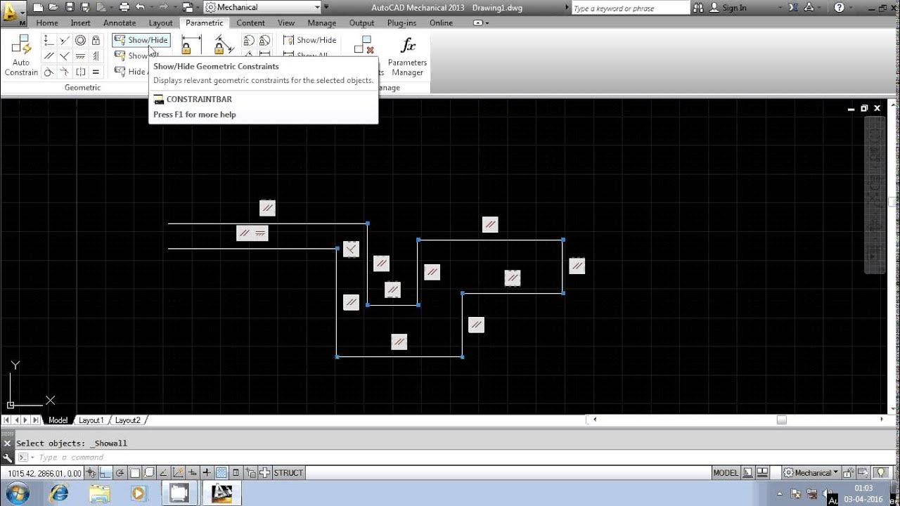 GEOMETRIC CONSTRAINT IN AUTOCAD-2 - YouTube