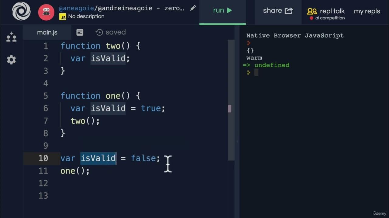 JavaScript Adv Concepts Foundation II 0309 Variable Environment - YouTube