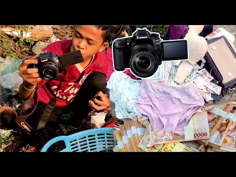 Amazing! Found a lot of money $, Camera canon and lingerie good thing from trash pile