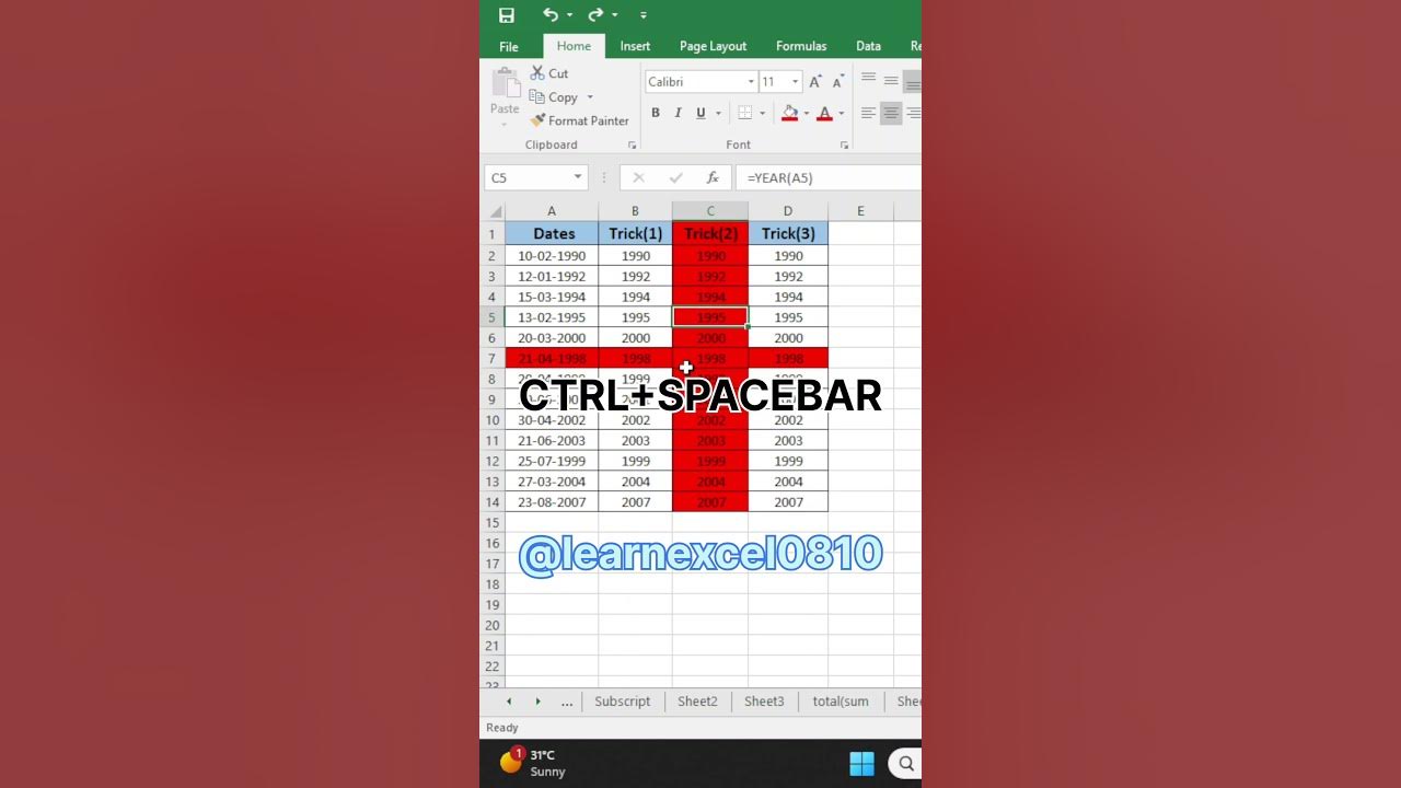 Shortcut key to delete row #excelforjob #excelhacks #exceltricks @LearnExcel0810 - YouTube