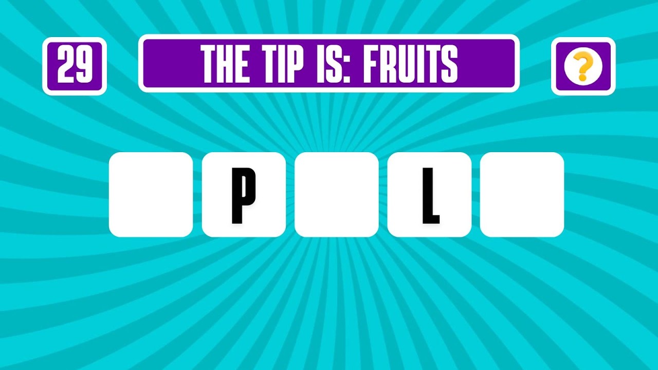 Guess the WORD WITH A FEW LETTERS | TIP: FRUITS 🍓🥝🍇| Your 7pm quiz ...