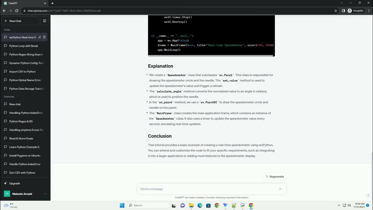 wxPython speedmeter realtime update - YouTube