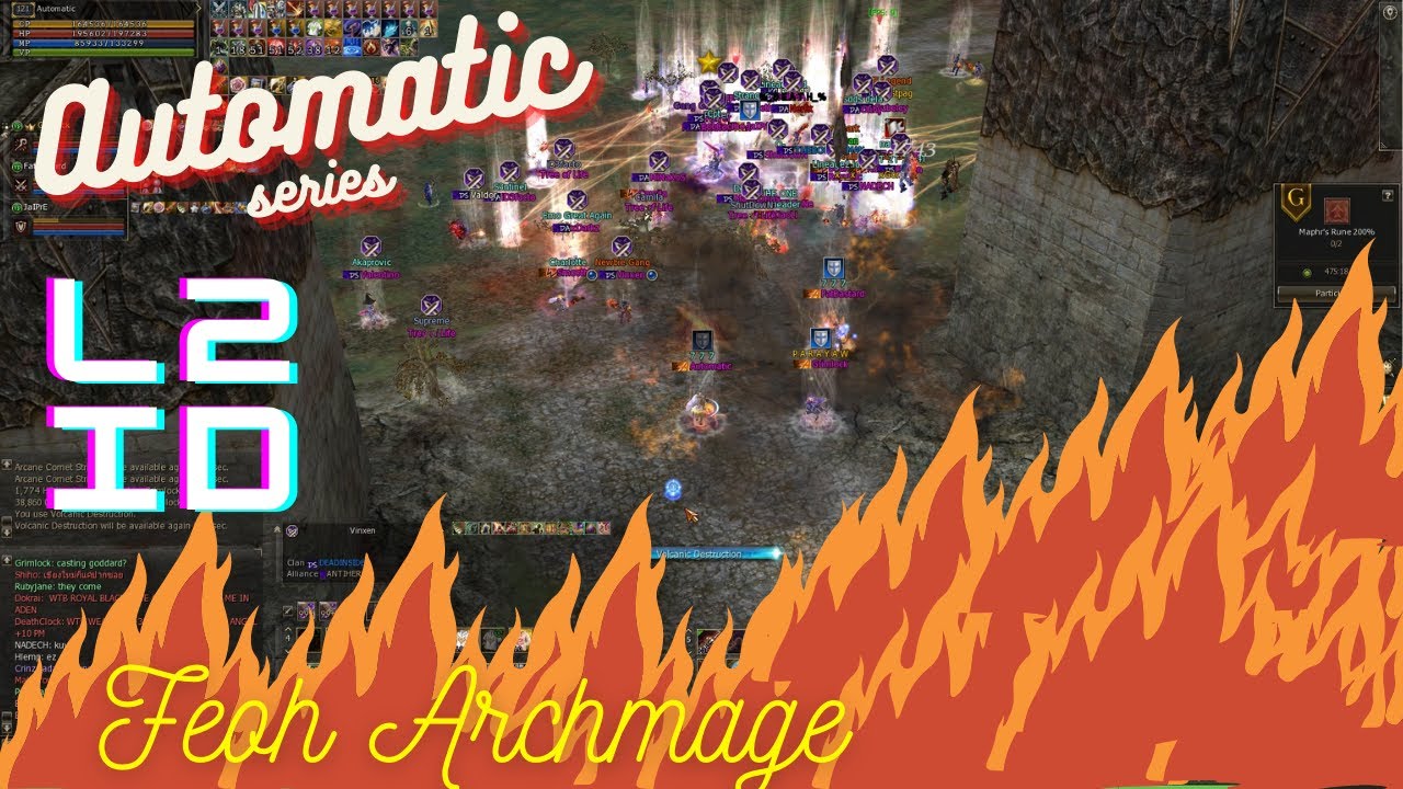 Lineage 2 id Feoh Archmage Automatic Series Goddard Castle Siege - YouTube