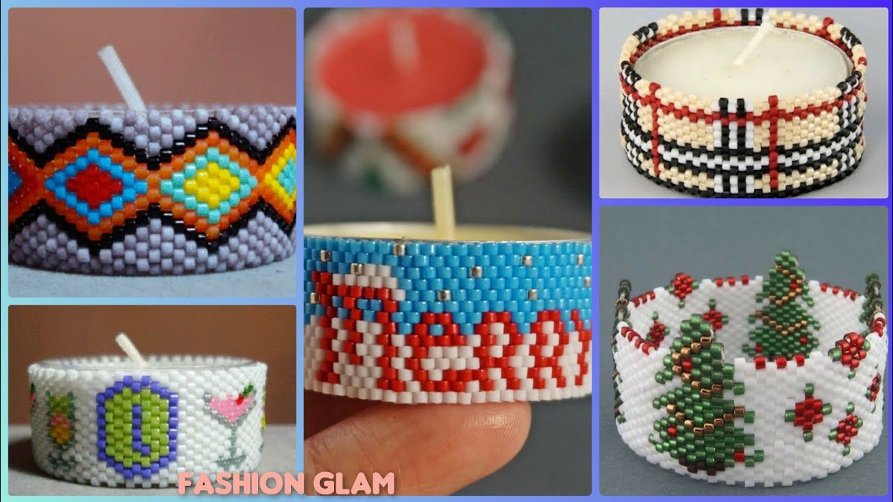 Beautiful Handwoven Beaded Tea Light Covers/Beaded Peyote Patterns ...