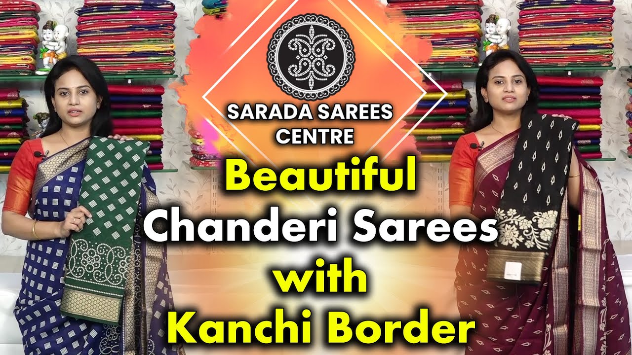 Beautiful Chanderi Sarees with Kanchi Border Style | chenderi sarees ...