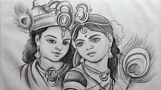 How To Draw Lord Radha And Krishna Easy Pencil Sketch Drawing How To ...