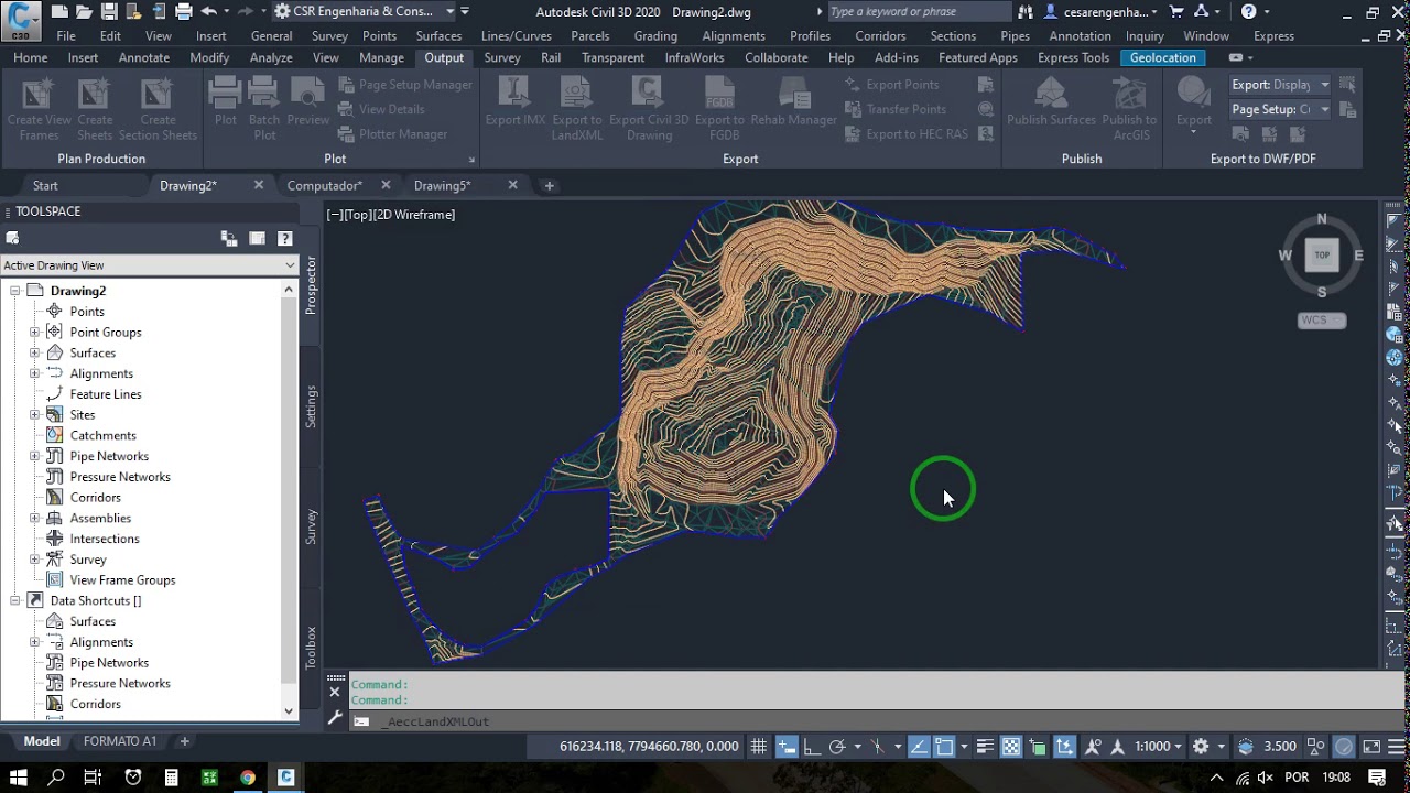 Exportar superfície existente em LANDXML pela Hibbon no AutoCAD Civil ...