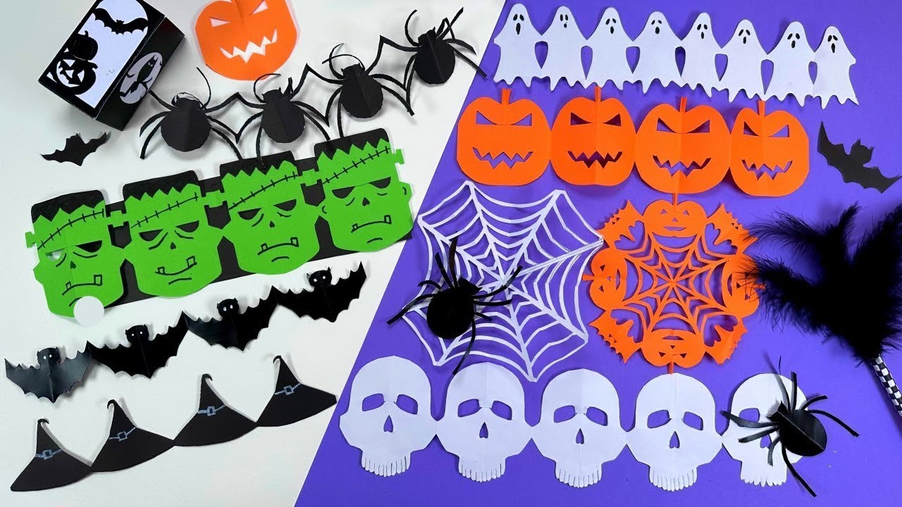 10 IDEAS DE HALLOWEEN PARA HACER CON PAPEL - DECORACIÓN DE HALLOWEEN PARA LA PARED - YouTube