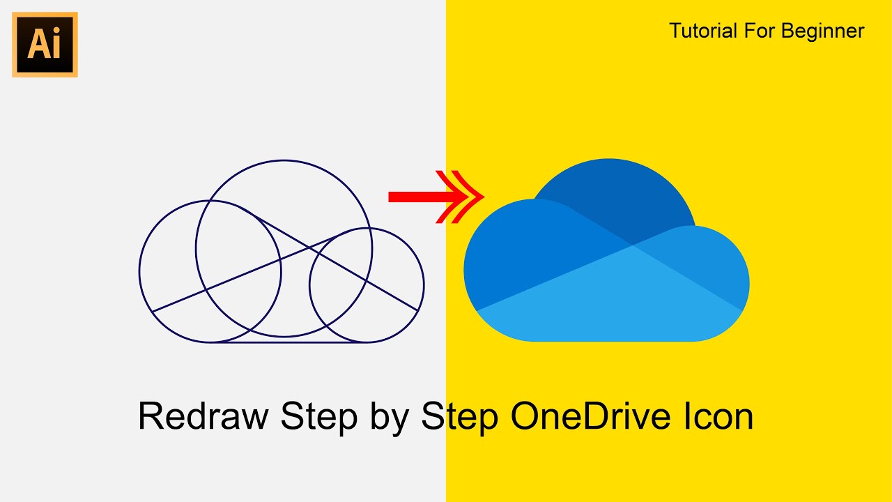 How to Draw OneDrive Icon - Adobe Illustrator Tutorial - YouTube