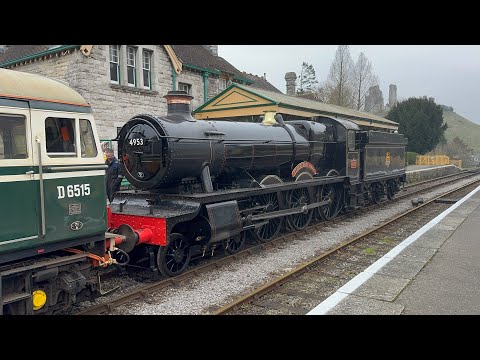 GWR 4900 Class 4-6-0 No. 4953 ‘Pitchford Hall’ arrives at the Swanage ...