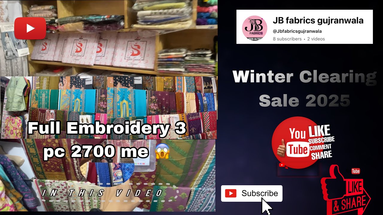 Winter Clearing Sale 😱 Gujranwala Me brand ka 3 Pc full Embroidery 2700 ...