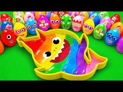 Satisfying ASMR | Making Rainbow BABY SHARK Bathtub by Mixing SLIME Pinkfong Eggs Coloring!