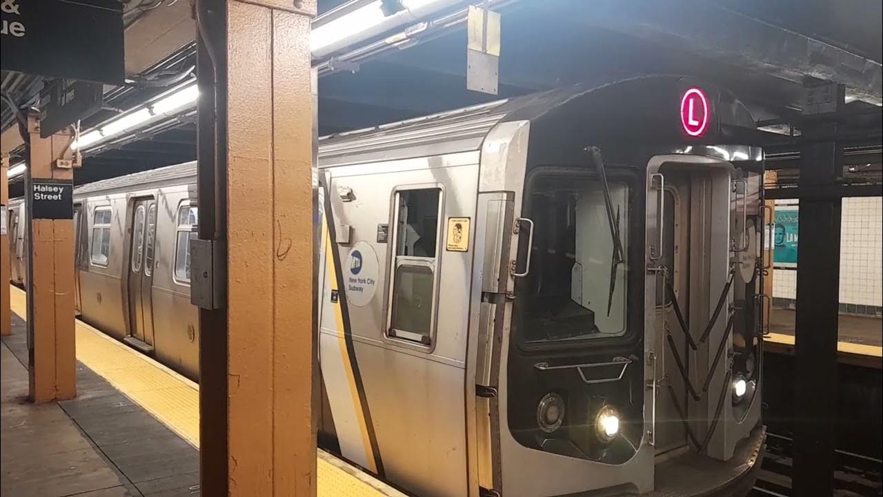 MTA NYC Subway: BMT Canarsie Line: Canarsie-Rockaway Pkwy Bound Alstom R160C (L) Train @ Halsey ...