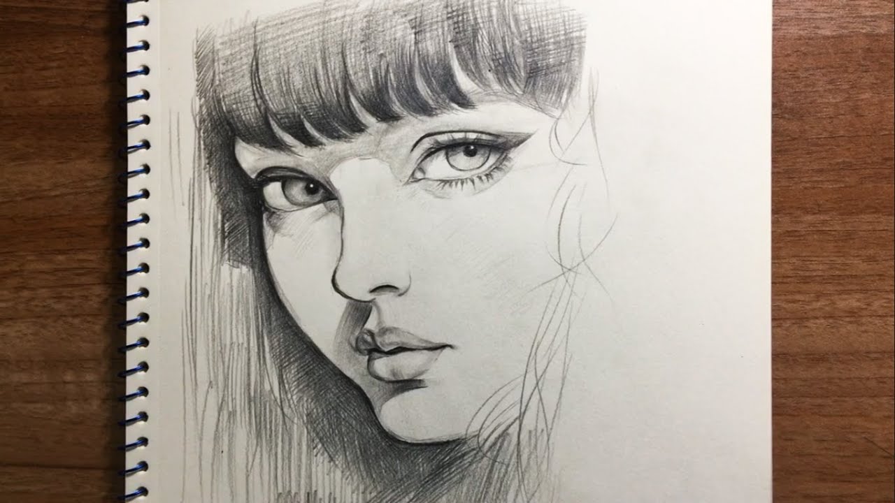 Sketching a face with a pencil | How to draw a beautiful girl's face ...