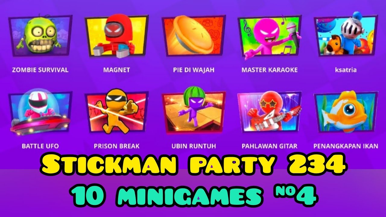 stickman party 234 fun game minigames part 4 - YouTube