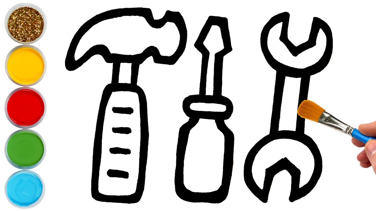 Tools Drawing, Painting and Coloring for Kids, Toddlers | How to Draw ...