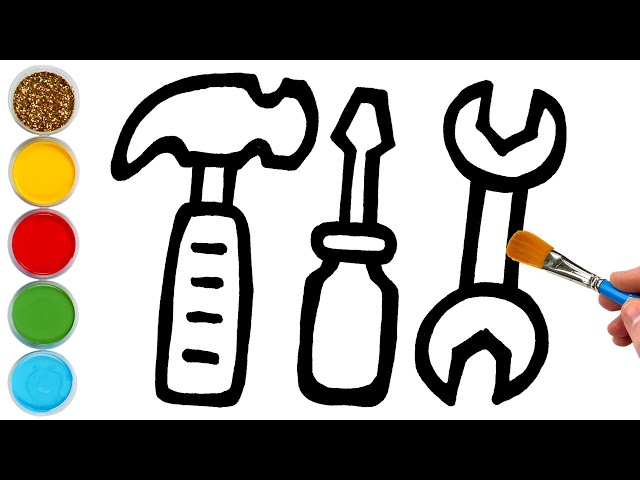 Tools Drawing, Painting and Coloring for Kids, Toddlers | How to Draw ...