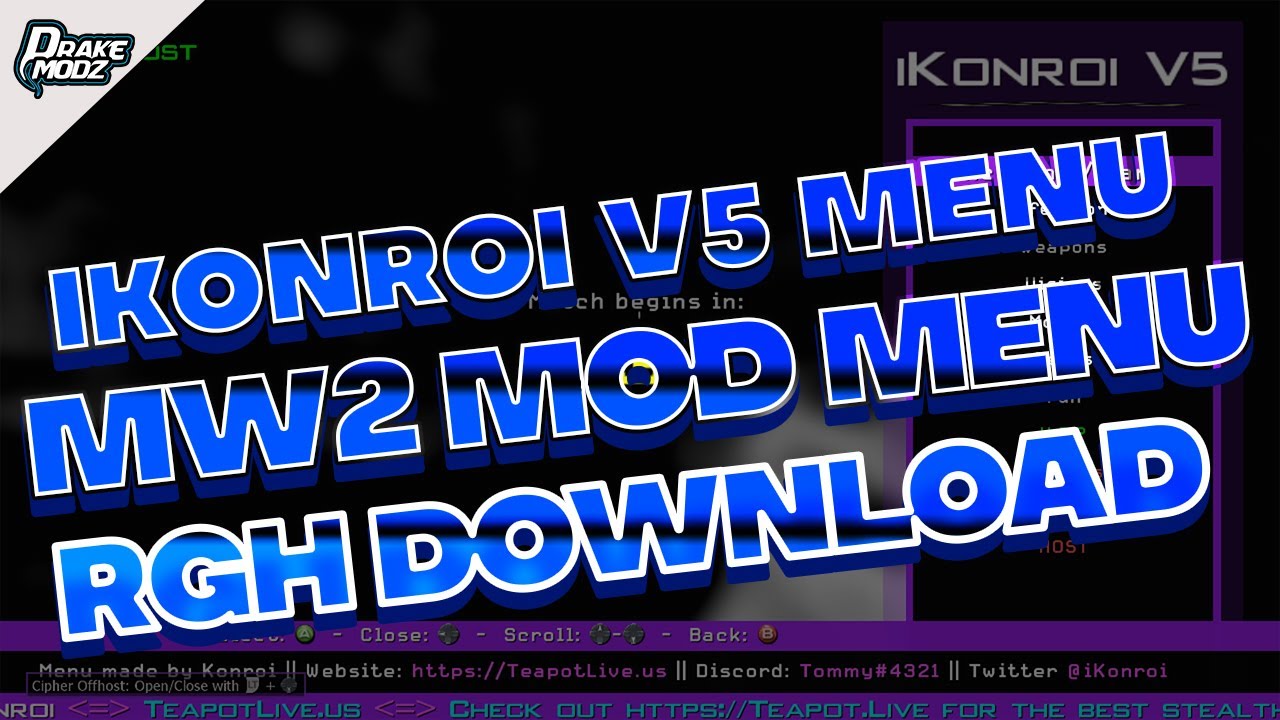 Ikonroi V5 Mod Menu | COD MW2 | [RGH] | FREE DOWNLOAD - YouTube