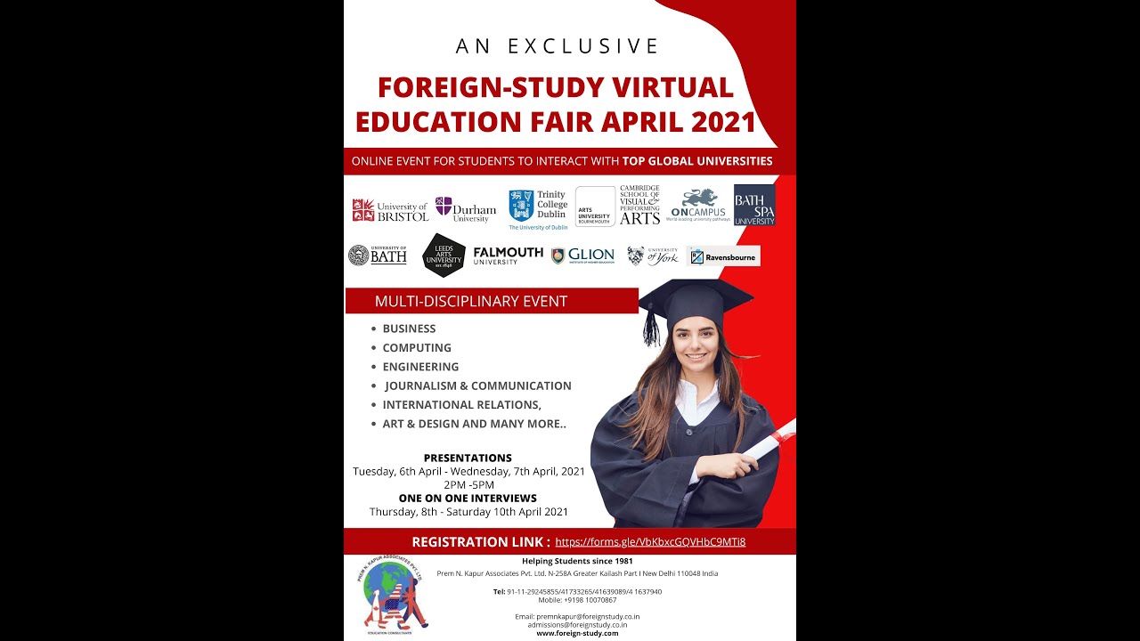 Foreign Study Virtual University Fair - 6th April 2021 - YouTube