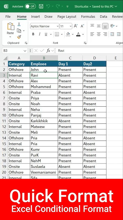 Excel Tips for Conditional Formatting #excel #shorts #exceltraining #exceltips #prabasmsoffice ...