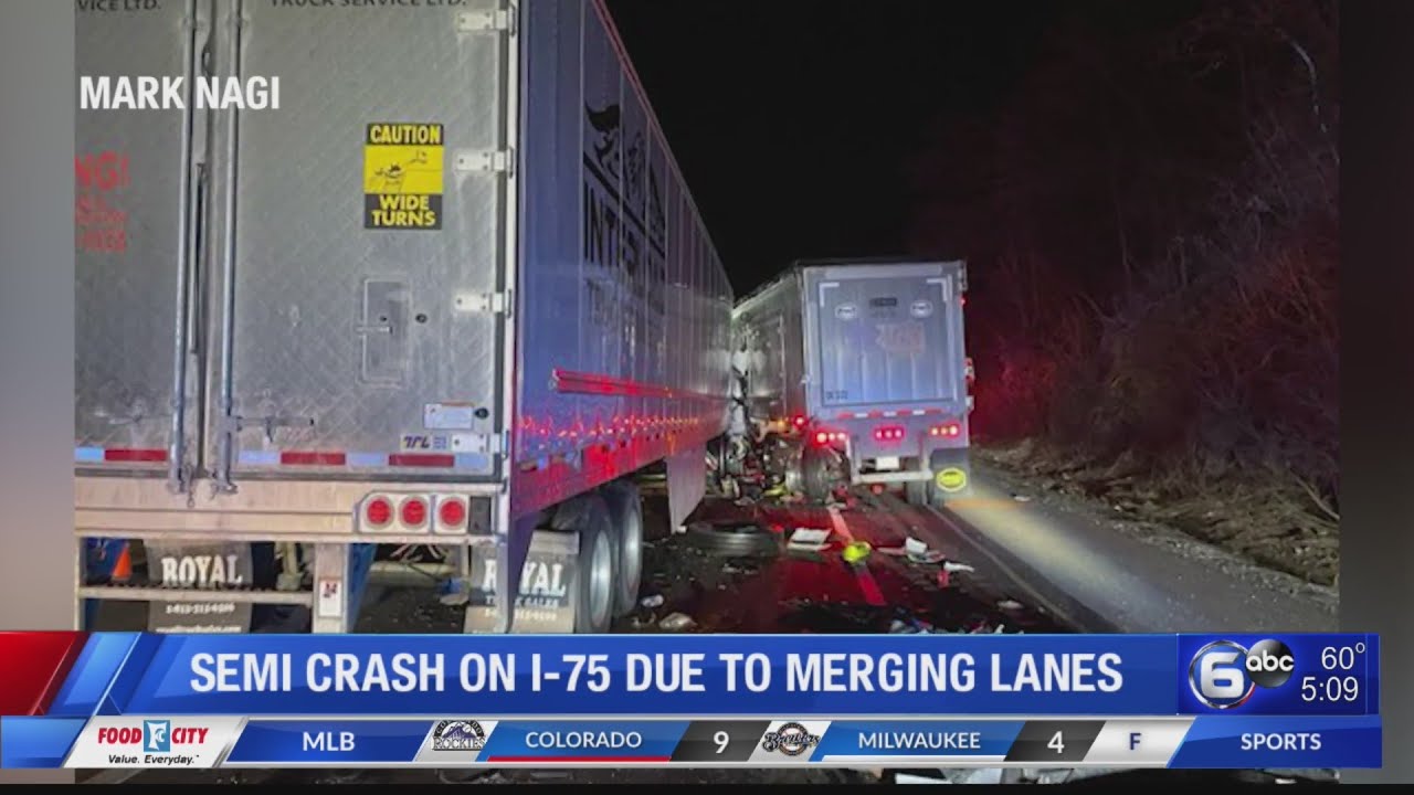 Semi Crash on I-75 Due to Merging Lanes - YouTube