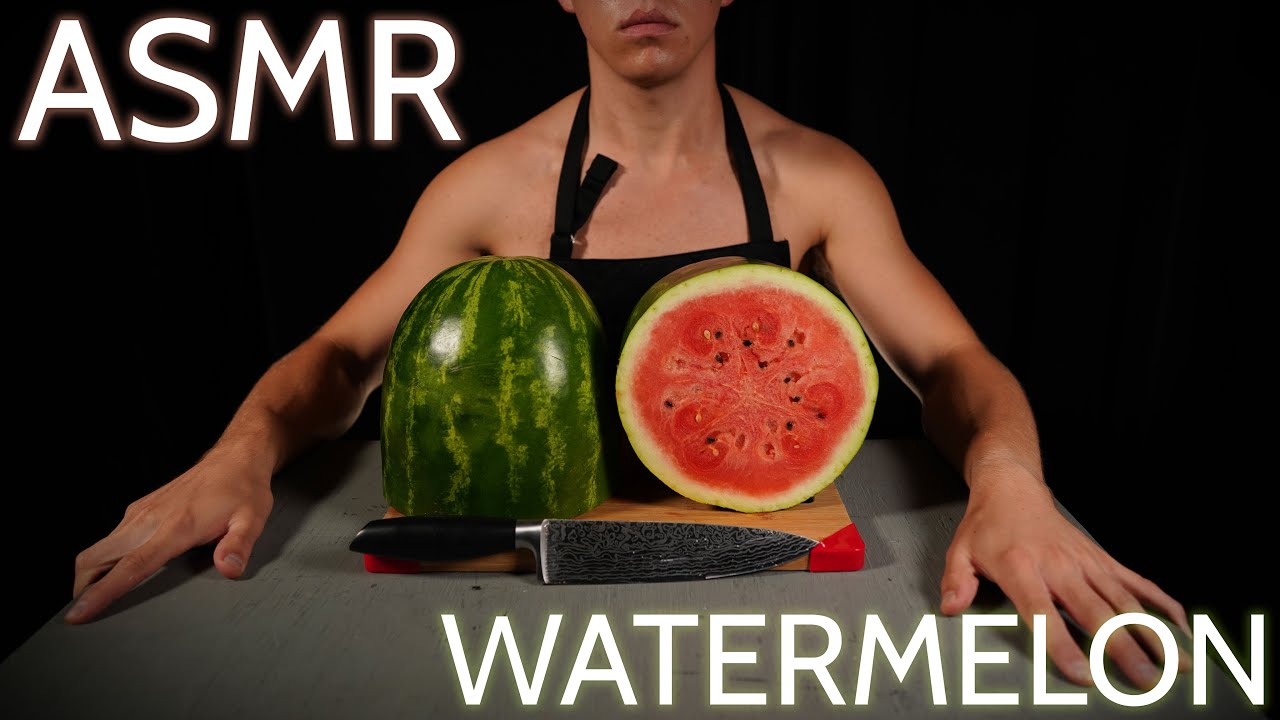 WATERMELON ASMR HOT MAN EATS ENTIRE THING | CUTTING AND EATING ...