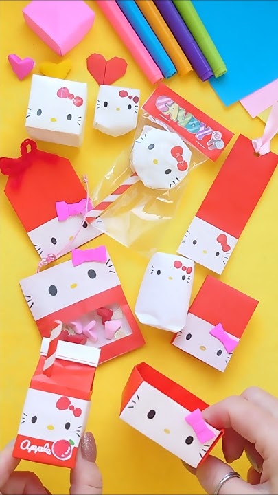 折り紙で♪ハローキティグッズを手作り💙 #折り紙 #kitty #origami - YouTube