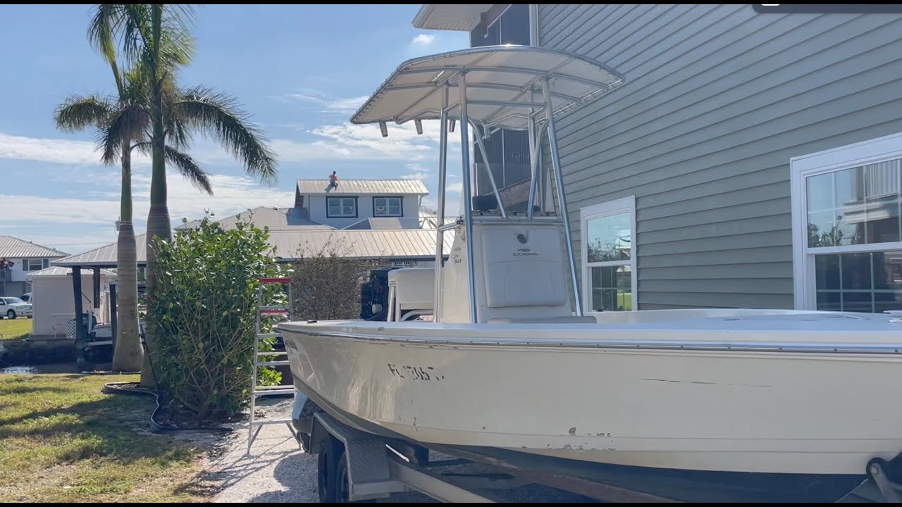 Salvage Restoration 2021 Cobia 21 Foot Bay Boat - Part 1 - YouTube