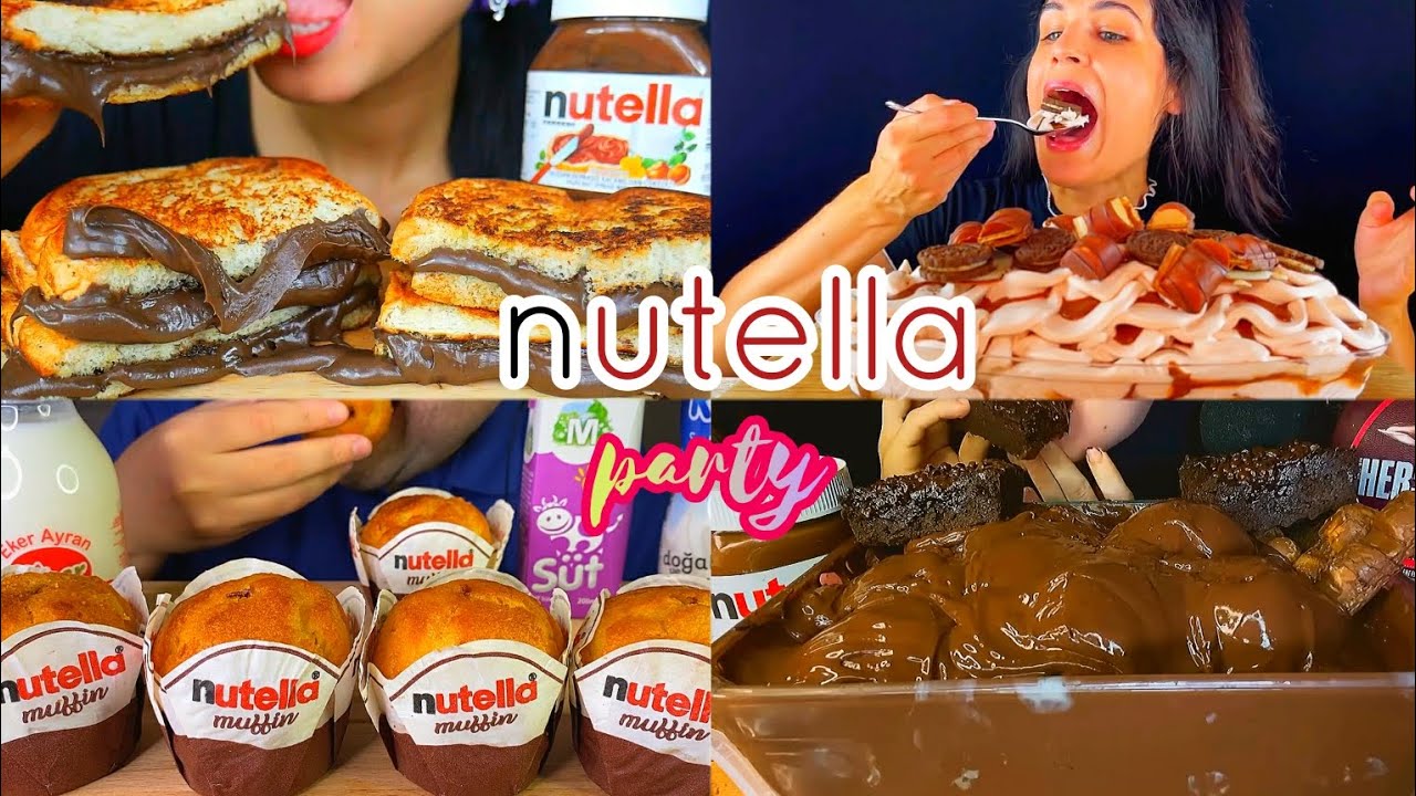 NUTELLA PARTY | CHOCOLATE LAVA BROWNIE CAKE | NUTELLA MUFFINS | MUKBANG COMPILATION - YouTube