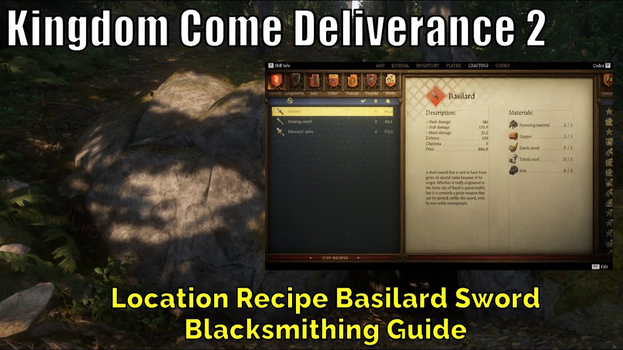 Kingdom Come Deliverance 2, Location Recipe Basilard Sword ...