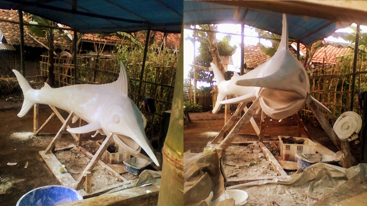 Marlin Taman pantai barat Pangandaran - YouTube