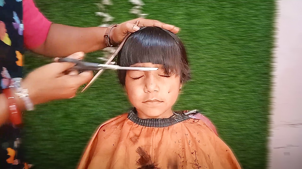 Round haircut girl hair cutting /high school girls hair cutting / long ...