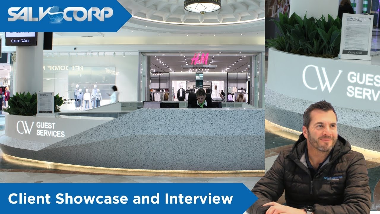 Salvocorp Client Showcase - Canal Walk - Staron® Reception Desk - YouTube