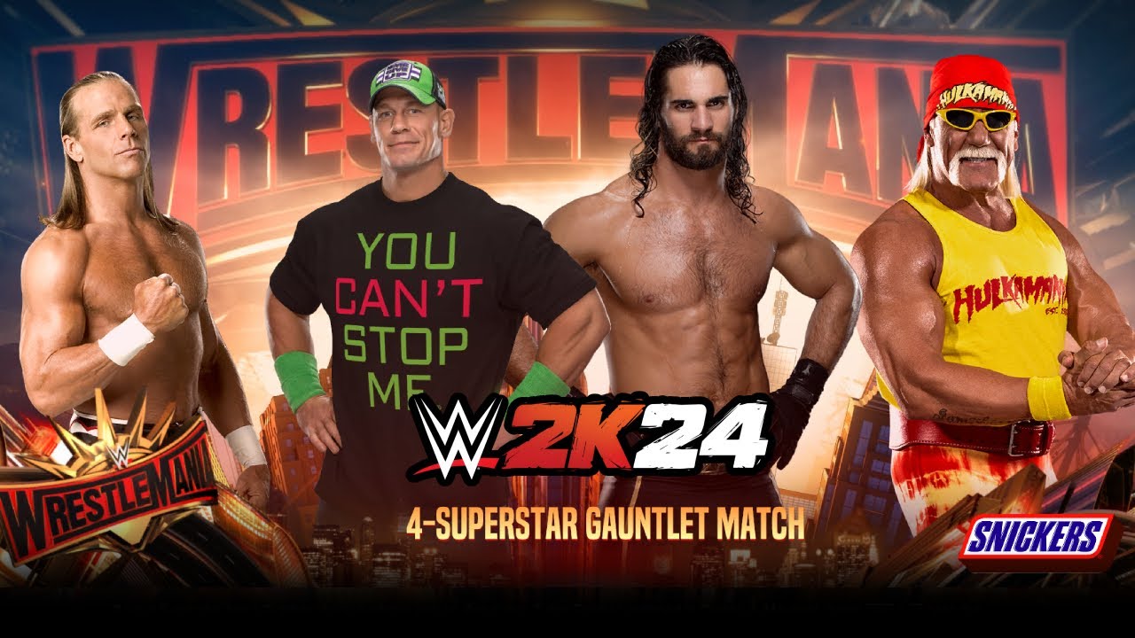WWE 2K24 - John Cena VS. Hulk Hogan VS. Shawn Michael VS. Seth Rollins ...