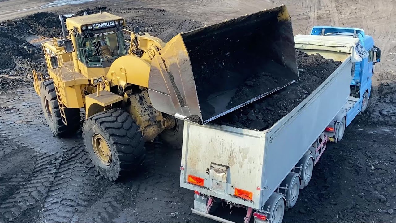 Caterpillar 990 Wheel Loader Loading Coal On Lorries - S.G.M Melidis ...
